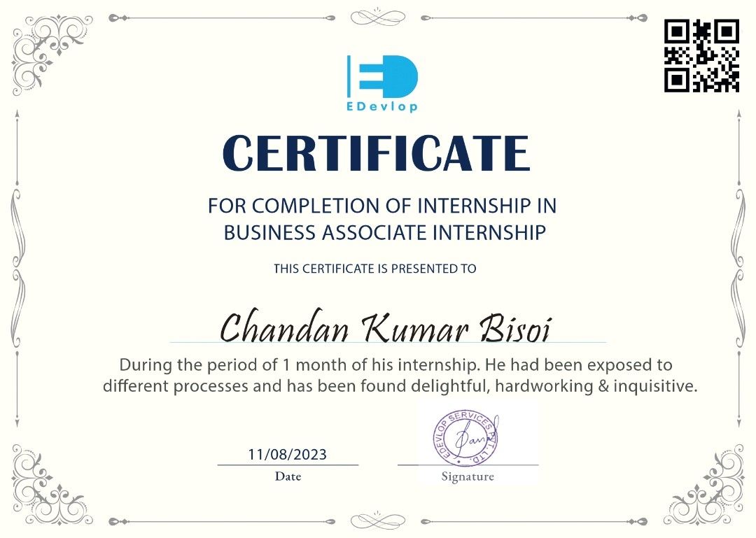 Chandan kumar Bisoi on LinkedIn: #internship #development # ... Chandan kumar Bisoi on LinkedIn: #internship #development # ...