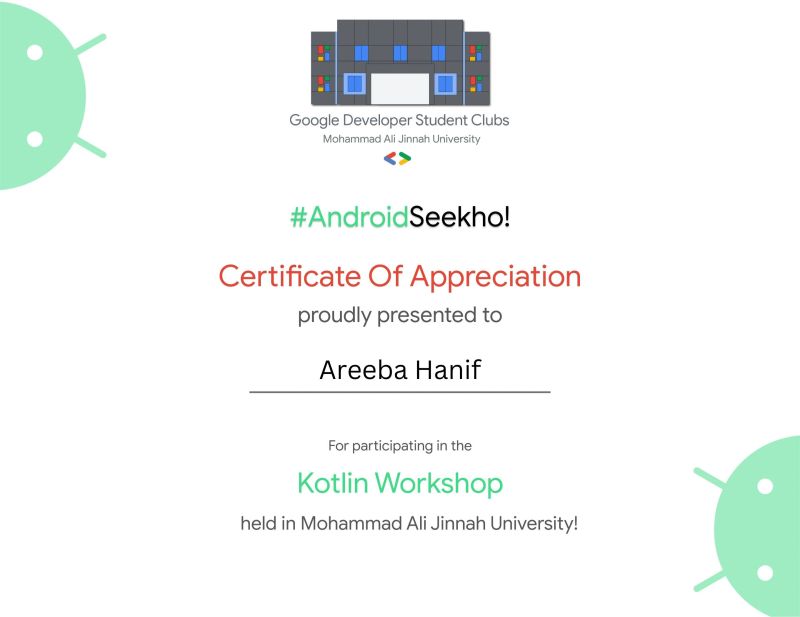 Areeba Hanif on LinkedIn: #androidbootcamp #kotlin #gdsc # ... Areeba Hanif on LinkedIn: #androidbootcamp #kotlin #gdsc # ...