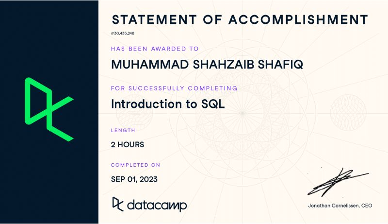 Shahzaib Shafiq on LinkedIn: #sql #data #achievementunlocked Shahzaib Shafiq on LinkedIn: #sql #data #achievementunlocked