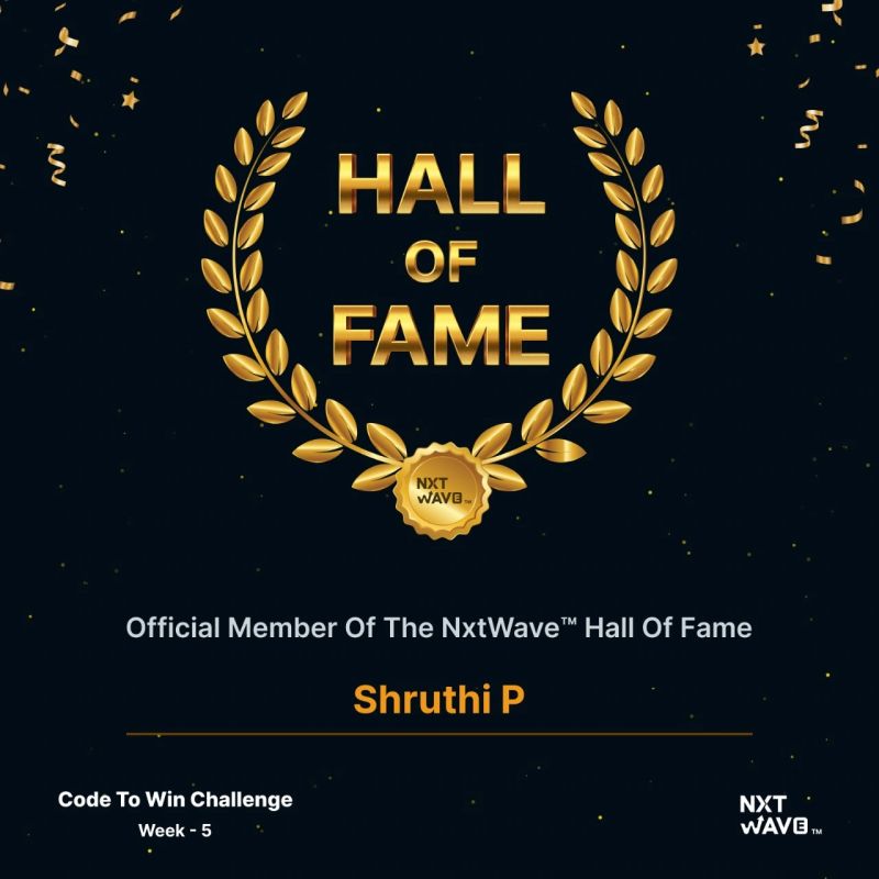 Shruthi P on LinkedIn: #nxtwavehalloffame #gratitude #achievementunlocked Shruthi P on LinkedIn: #nxtwavehalloffame #gratitude #achievementunlocked
