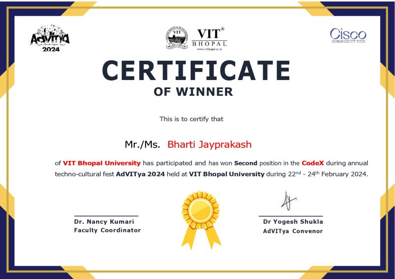 Bharti Jayprakash on LinkedIn: #codex #ciscocommunity #vitbhopal # ... Bharti Jayprakash on LinkedIn: #codex #ciscocommunity #vitbhopal # ...