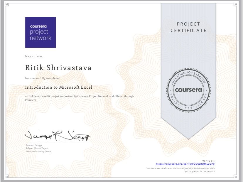Ritik Shrivastava on LinkedIn: #continuouslearning #excelskills # ... Ritik Shrivastava on LinkedIn: #continuouslearning #excelskills # ...