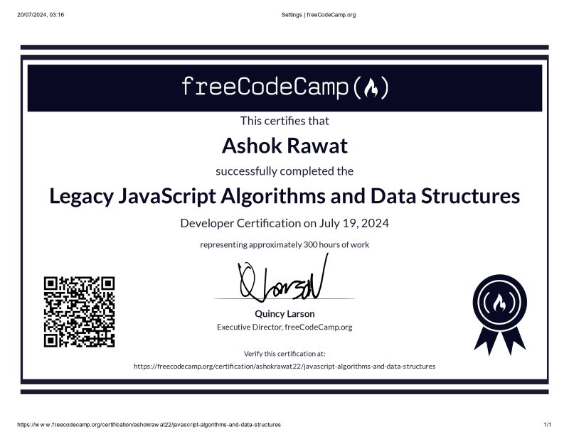 Ashok Rawat on LinkedIn: #javascriptcertification #developerlife # ... Ashok Rawat on LinkedIn: #javascriptcertification #developerlife # ...