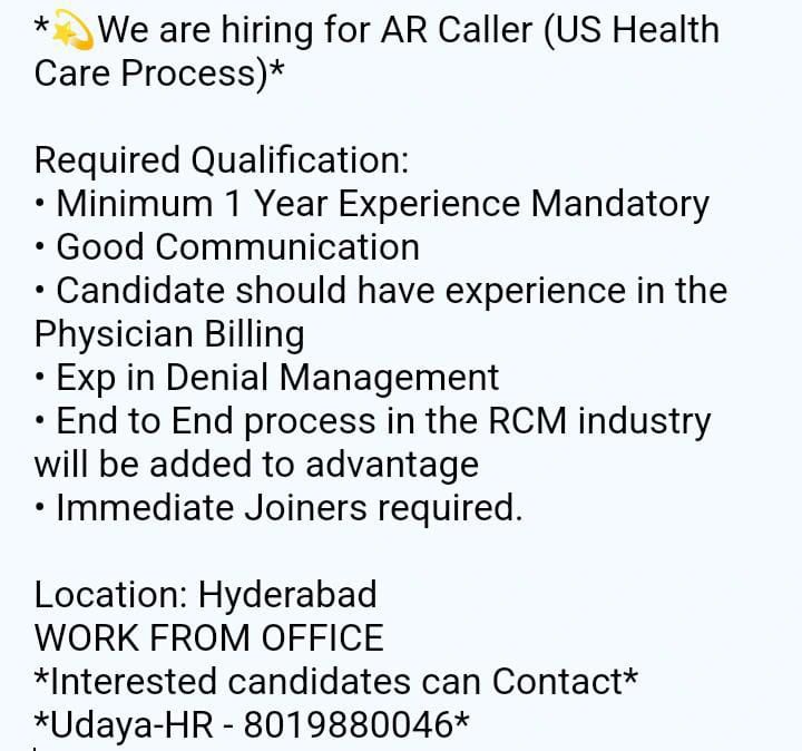 Udayasri Kadaboina on LinkedIn: #rcm #ar #arcallers #hyderabadjobs # ... Udayasri Kadaboina on LinkedIn: #rcm #ar #arcallers #hyderabadjobs # ...