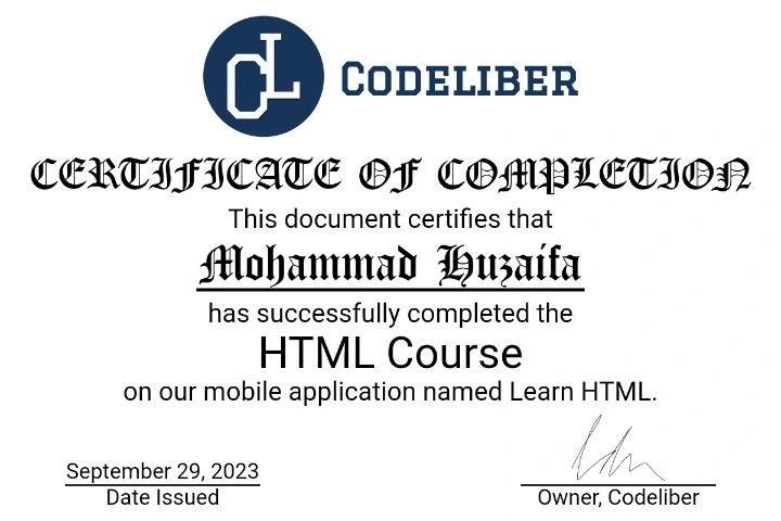 Mohammad Huzaifa on LinkedIn: #html #codeliber #saylani #smit # ... Mohammad Huzaifa on LinkedIn: #html #codeliber #saylani #smit # ...