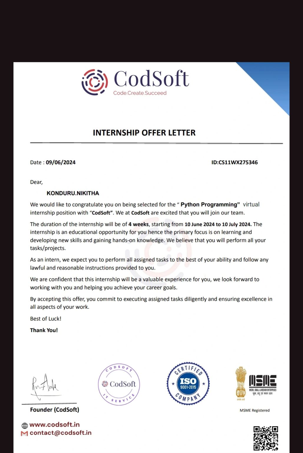 Nikitha Varma on LinkedIn: #artificialintelligence #internship #codsoft ... Nikitha Varma on LinkedIn: #artificialintelligence #internship #codsoft ...