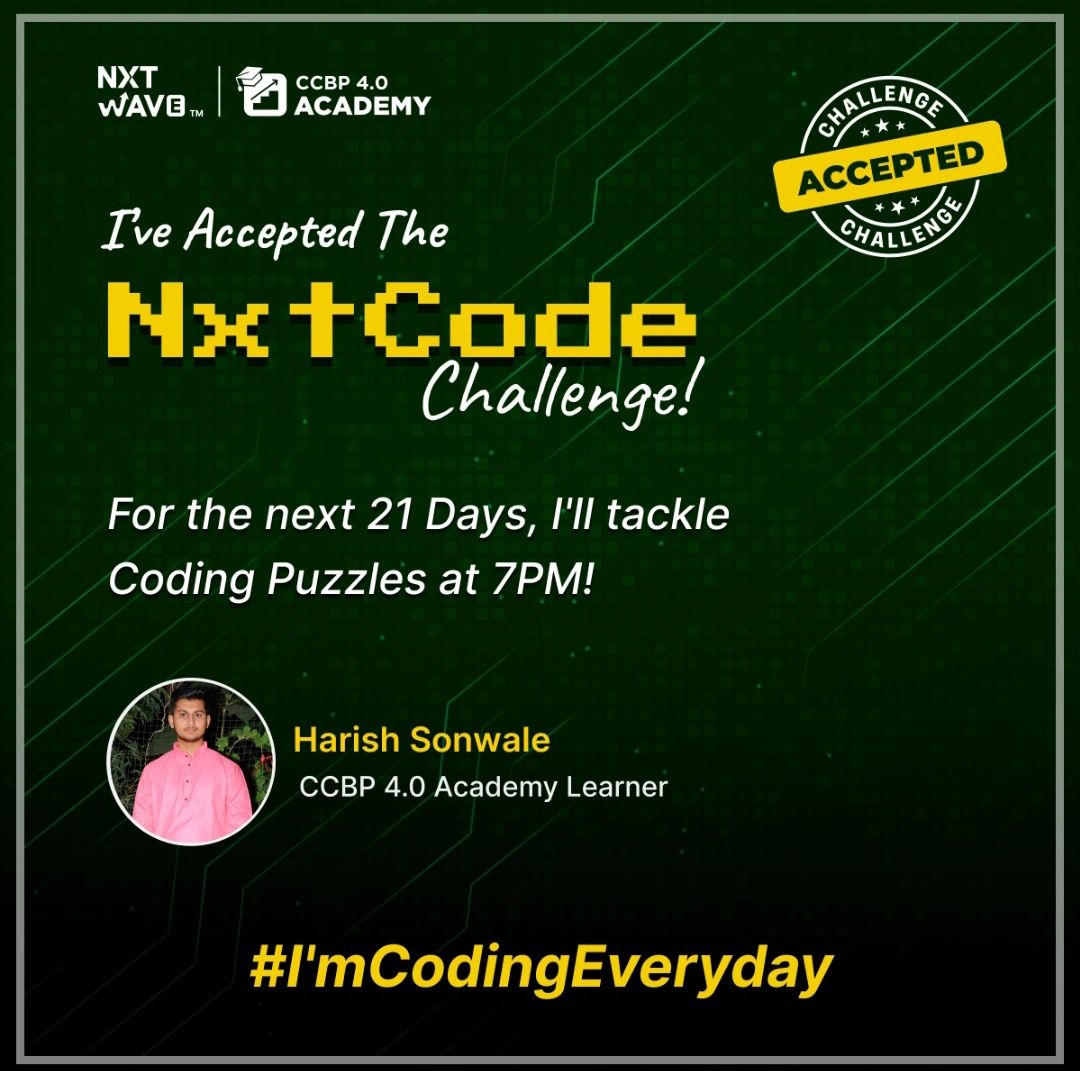 Harish Sonwale on LinkedIn: #nxtcodechallenge Harish Sonwale on LinkedIn: #nxtcodechallenge