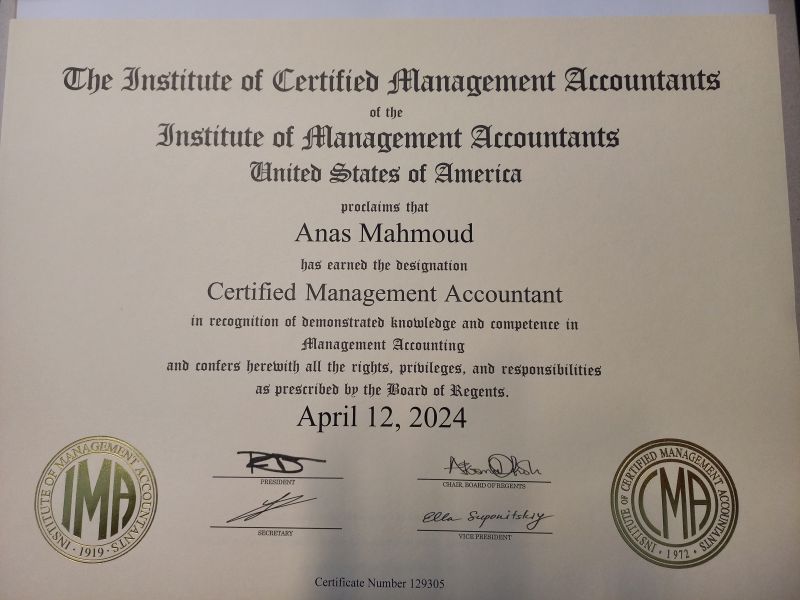 Anas Mahmoud CMA,CIA on LinkedIn: #cma #ima | 20 comments Anas Mahmoud CMA,CIA on LinkedIn: #cma #ima | 20 comments