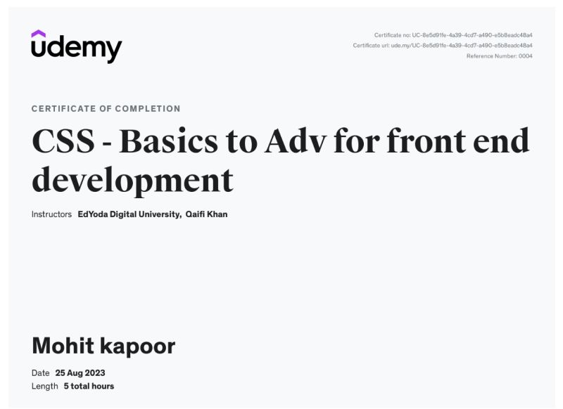 Mohit Kapoor on LinkedIn: #udemy #css #design #certificate #udemycourse ... Mohit Kapoor on LinkedIn: #udemy #css #design #certificate #udemycourse ...