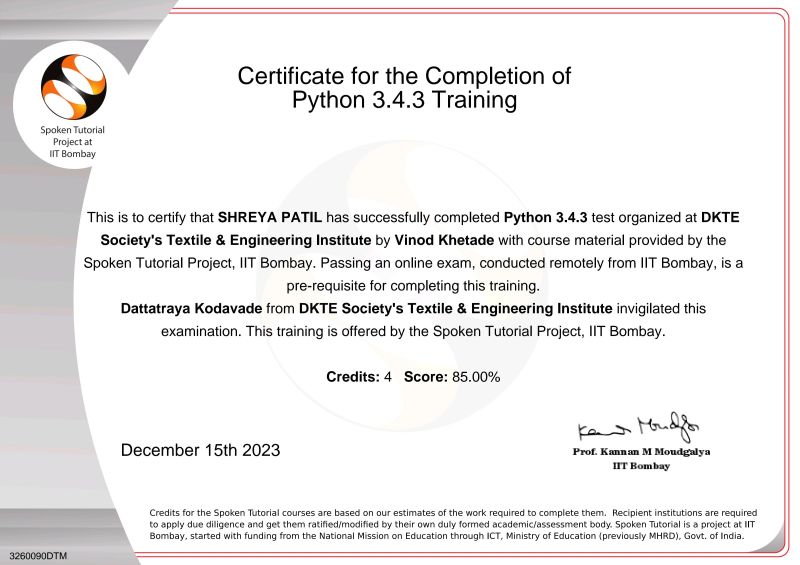 Shreya Patil on LinkedIn: #python #spokentutorial #iitbombay Shreya Patil on LinkedIn: #python #spokentutorial #iitbombay