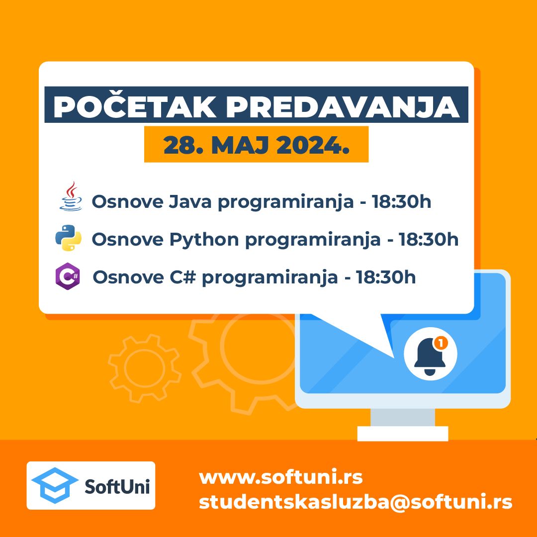 SoftUni Srbija on LinkedIn: #softuni #java #csharp #python #osnove # ... SoftUni Srbija on LinkedIn: #softuni #java #csharp #python #osnove # ...