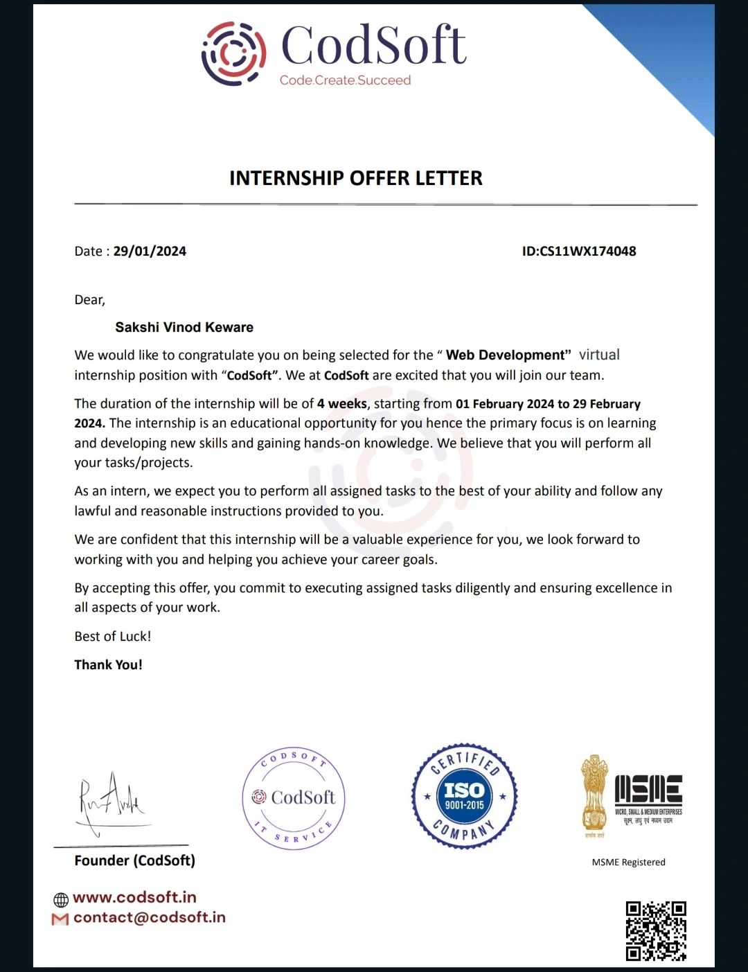 Sakshi Keware on LinkedIn: #codsoft #codsoftinternship #webdevelopment Sakshi Keware on LinkedIn: #codsoft #codsoftinternship #webdevelopment