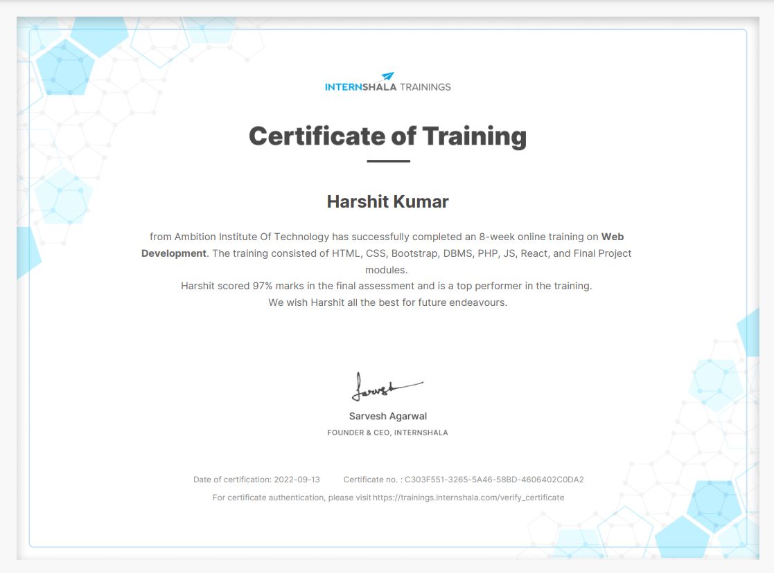 Harshit Kumar on LinkedIn: #webdevelopment #certification #skills #tech ... Harshit Kumar on LinkedIn: #webdevelopment #certification #skills #tech ...