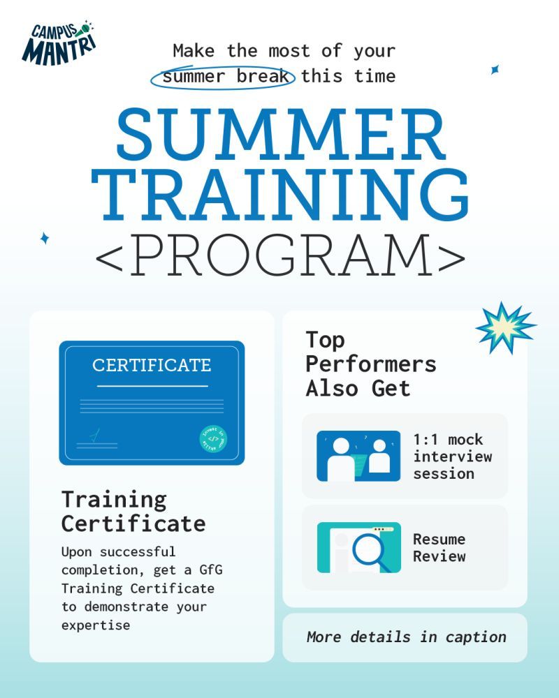 Harsh Shukla on LinkedIn: #gfg #summerinternship #summertraining Harsh Shukla on LinkedIn: #gfg #summerinternship #summertraining