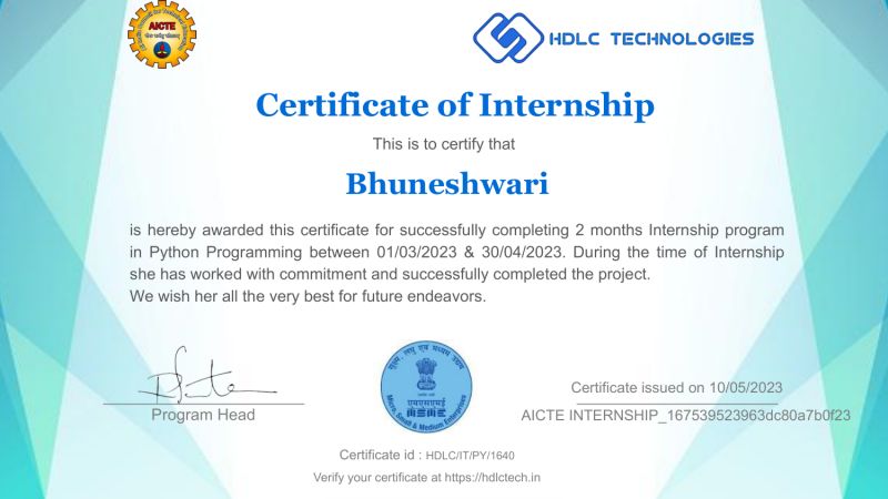 Bhuneshwari Sahu on LinkedIn: #pythoninternship #python #internship # ... Bhuneshwari Sahu on LinkedIn: #pythoninternship #python #internship # ...
