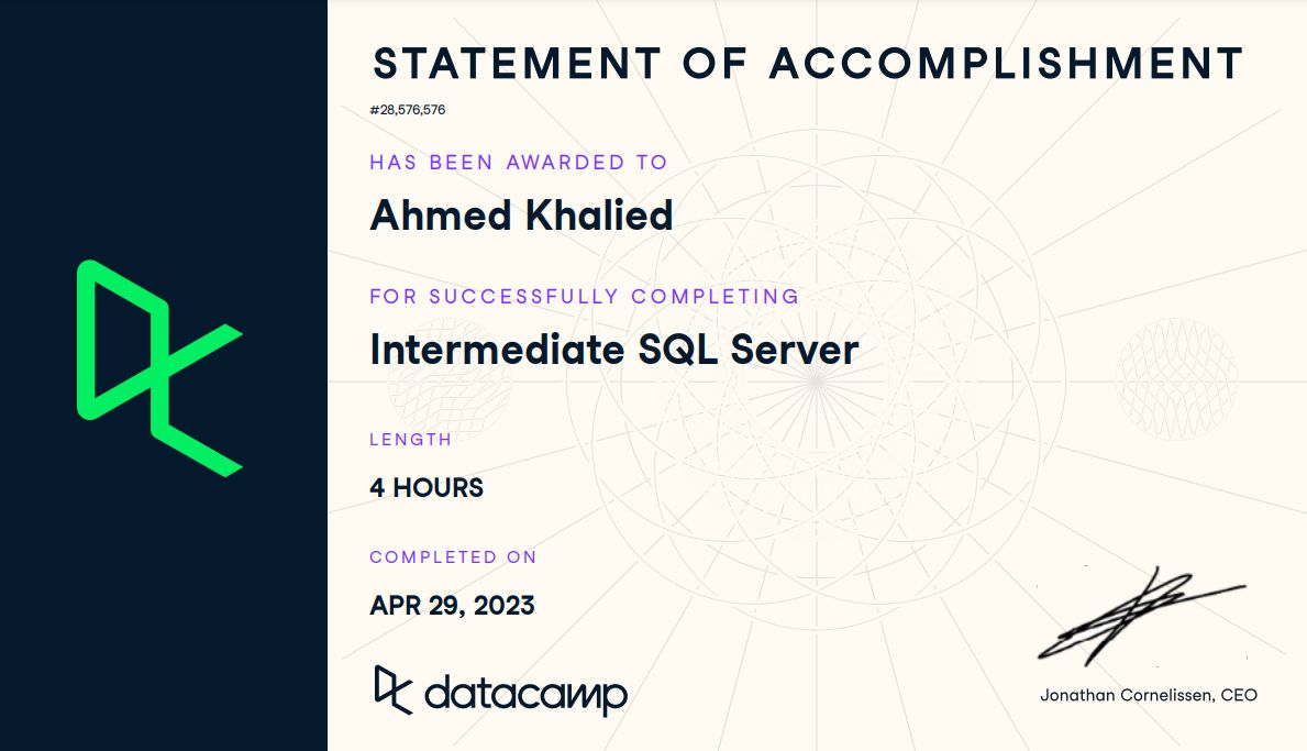 Ahmed Khalied on LinkedIn: #sql #sqldeveloper #sqlserver Ahmed Khalied on LinkedIn: #sql #sqldeveloper #sqlserver