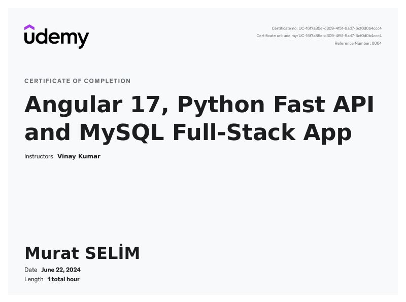 Murat SELİM on LinkedIn: #angular #fullstack #python #fastapi #api #web ... Murat SELİM on LinkedIn: #angular #fullstack #python #fastapi #api #web ...