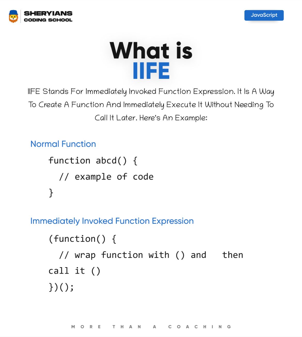 Sheryians Coding School on LinkedIn: #javascript #iife #codingtips # ... Sheryians Coding School on LinkedIn: #javascript #iife #codingtips # ...