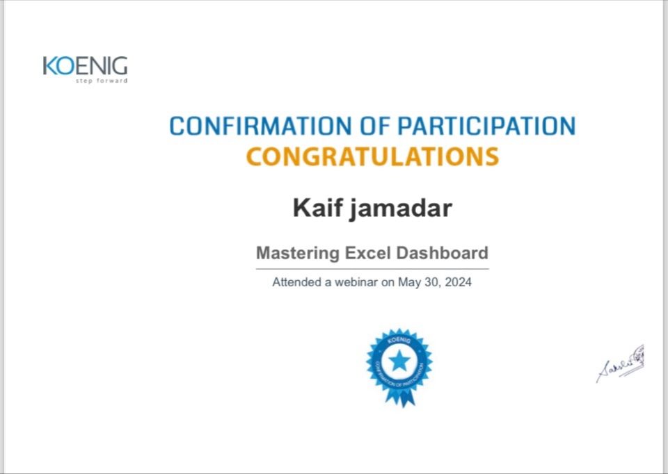 Kaif Jamadar on LinkedIn: Microsoft excel course completion Kaif Jamadar on LinkedIn: Microsoft excel course completion