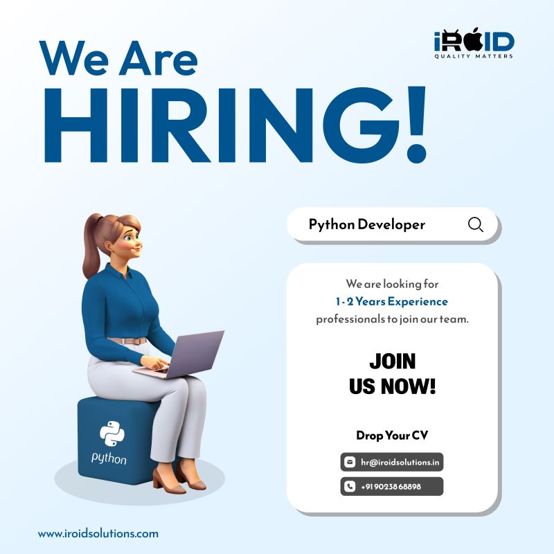iRoid Solutions on LinkedIn: #pythondeveloper #pythonjobs #techjobs # ... iRoid Solutions on LinkedIn: #pythondeveloper #pythonjobs #techjobs # ...