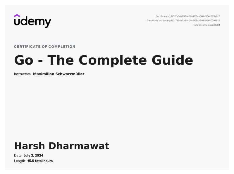 Harsh Dharmawat on LinkedIn: #golang #udemycourse #continuouslearning # ... Harsh Dharmawat on LinkedIn: #golang #udemycourse #continuouslearning # ...
