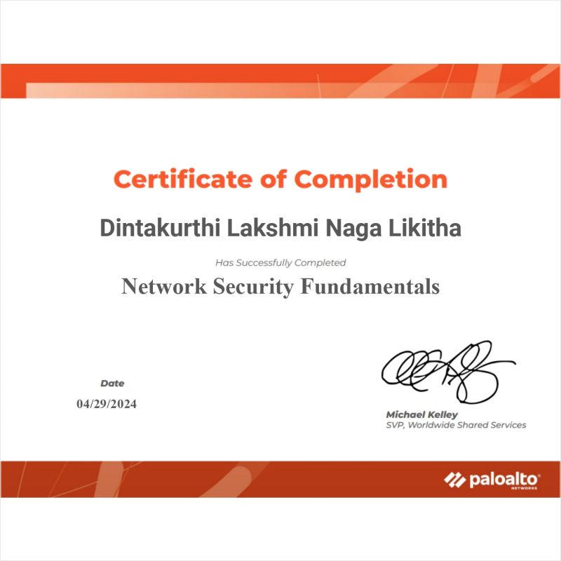 Completed Network Security Fundamentals course | Likitha Dintakurthi ... Completed Network Security Fundamentals course | Likitha Dintakurthi ...
