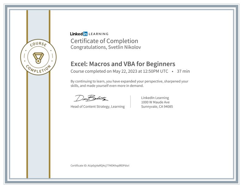 Svetlin Nikolov on LinkedIn: Certificate of Completion Svetlin Nikolov on LinkedIn: Certificate of Completion