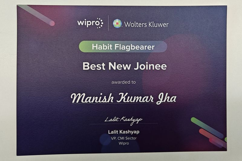 Manish kumar Jha on LinkedIn: #wipro #award Manish kumar Jha on LinkedIn: #wipro #award