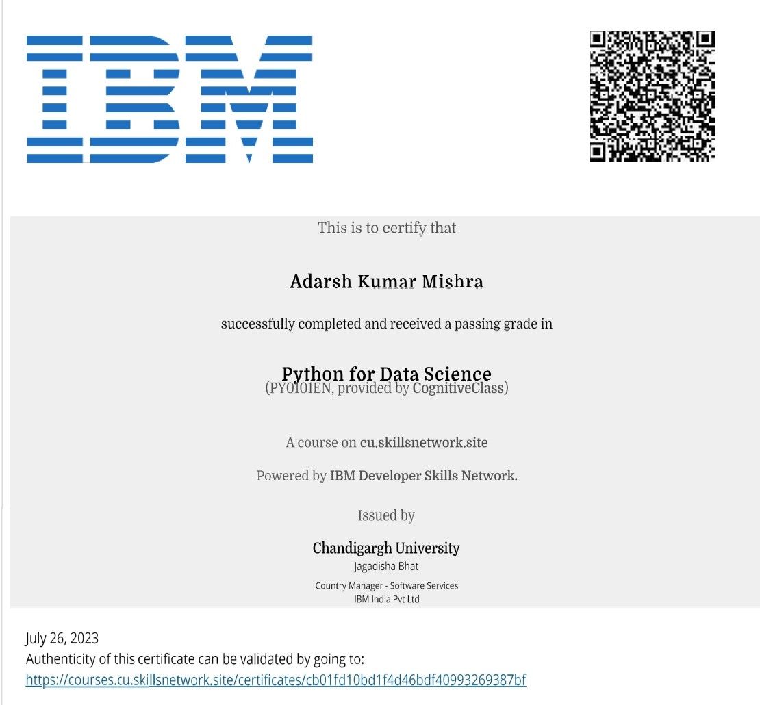 Adarsh Kumar Mishra on LinkedIn: Thrilled to share that I've obtained ... Adarsh Kumar Mishra on LinkedIn: Thrilled to share that I've obtained ...