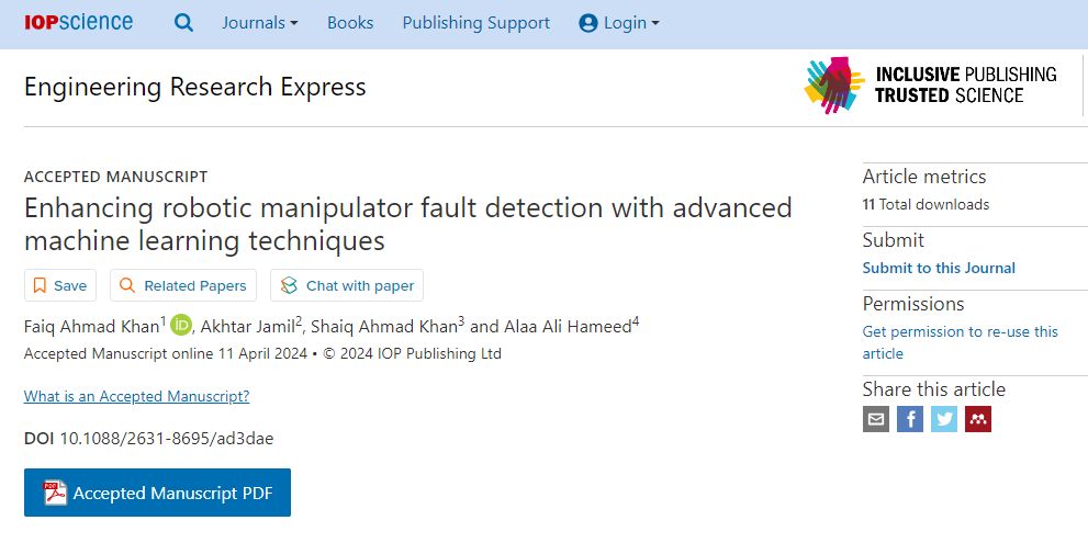Faiq Ahmad Khan on LinkedIn: #iopscience #engineering #robotics # ... Faiq Ahmad Khan on LinkedIn: #iopscience #engineering #robotics # ...