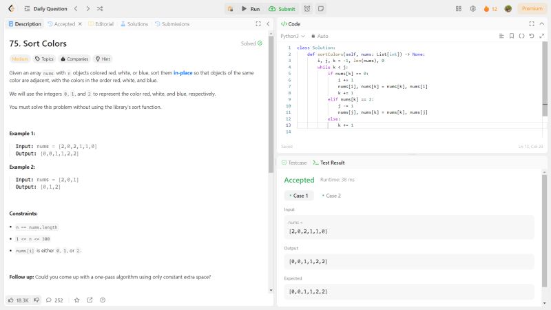 Day 15 of #30DaysofCodingChallenge: Sort Colors | Nitish Paspuleti ... Day 15 of #30DaysofCodingChallenge: Sort Colors | Nitish Paspuleti ...