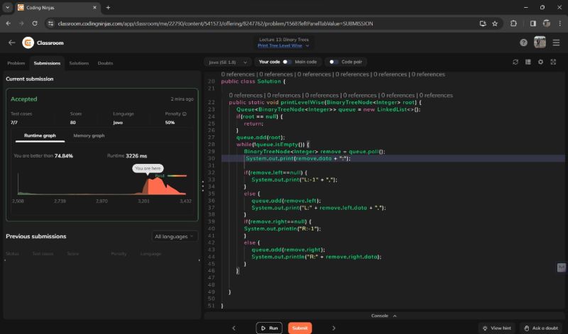 🚀 Java code for Level-wise binary tree printing by Coding Ninjas and ... 🚀 Java code for Level-wise binary tree printing by Coding Ninjas and ...
