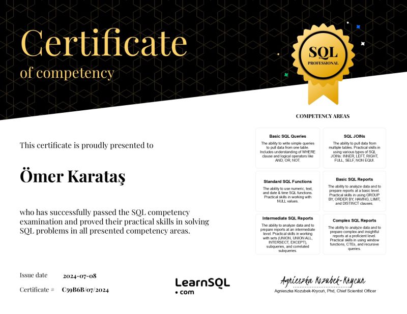 Ömer Karataş on LinkedIn: #sql #dataanalysis #achievement # ... Ömer Karataş on LinkedIn: #sql #dataanalysis #achievement # ...