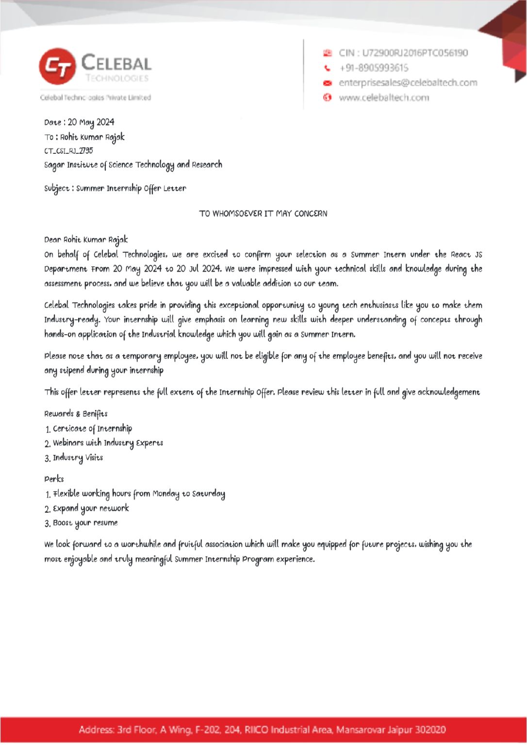 ROHIT RAJAK on LinkedIn: #internship #reactjs #celebaltechnologies # ... ROHIT RAJAK on LinkedIn: #internship #reactjs #celebaltechnologies # ...