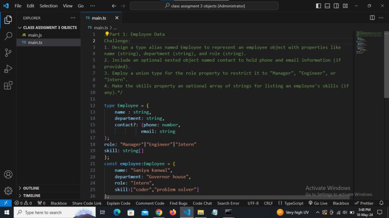 Saniya Kanwal on LinkedIn: #typescript #assigment #object #coding Saniya Kanwal on LinkedIn: #typescript #assigment #object #coding