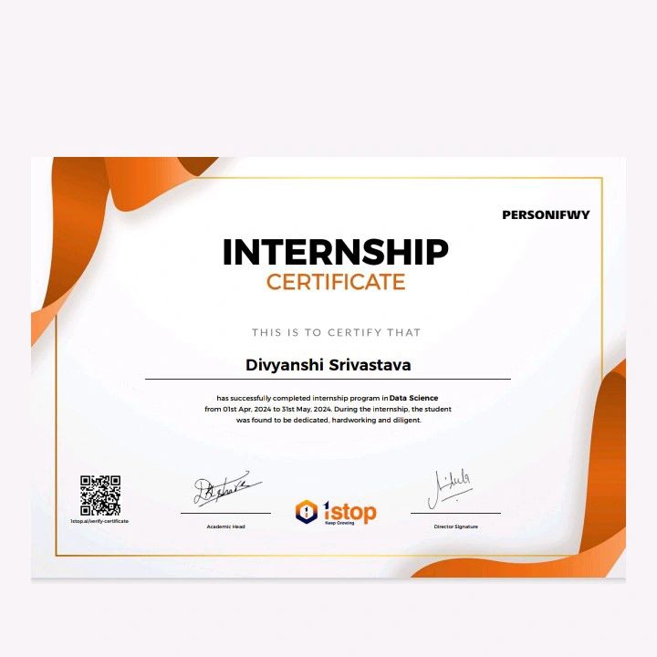 Divyanshi Srivastava on LinkedIn: Got internship Certificate by personifwy Divyanshi Srivastava on LinkedIn: Got internship Certificate by personifwy