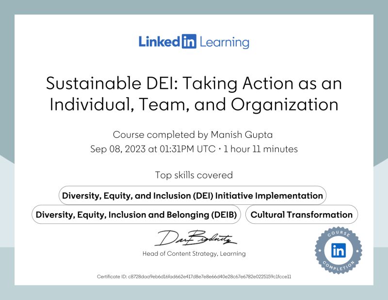 Manish Gupta on LinkedIn: Certificate of Completion Manish Gupta on LinkedIn: Certificate of Completion