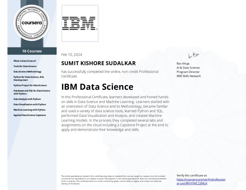 Sumit Kishore Sudalkar on LinkedIn: #ibmdatascience # ... Sumit Kishore Sudalkar on LinkedIn: #ibmdatascience # ...