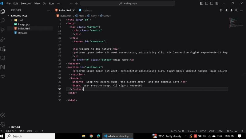 Varnika Chauhan on LinkedIn: Task-2 (Landing page) with the use of html ... Varnika Chauhan on LinkedIn: Task-2 (Landing page) with the use of html ...