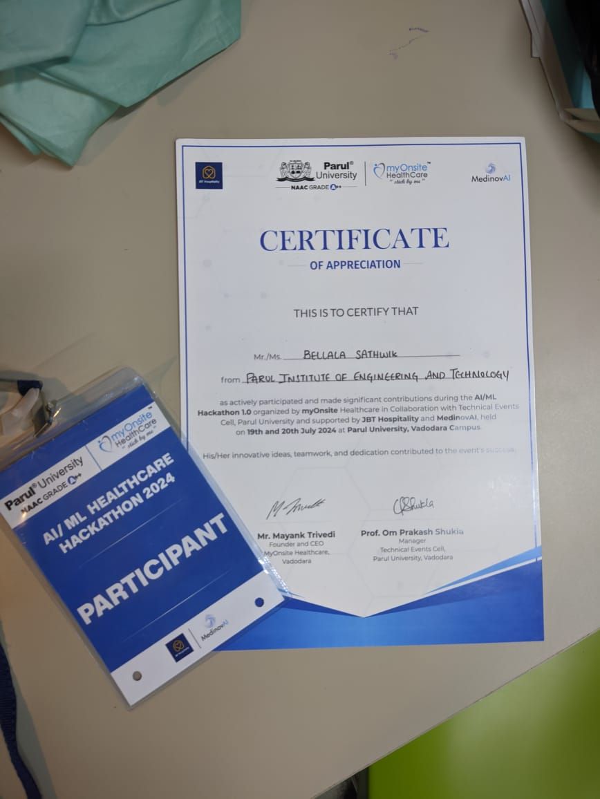 Bellala Sathwik on LinkedIn: #aihealthcare #hackathon #machinelearning ... Bellala Sathwik on LinkedIn: #aihealthcare #hackathon #machinelearning ...