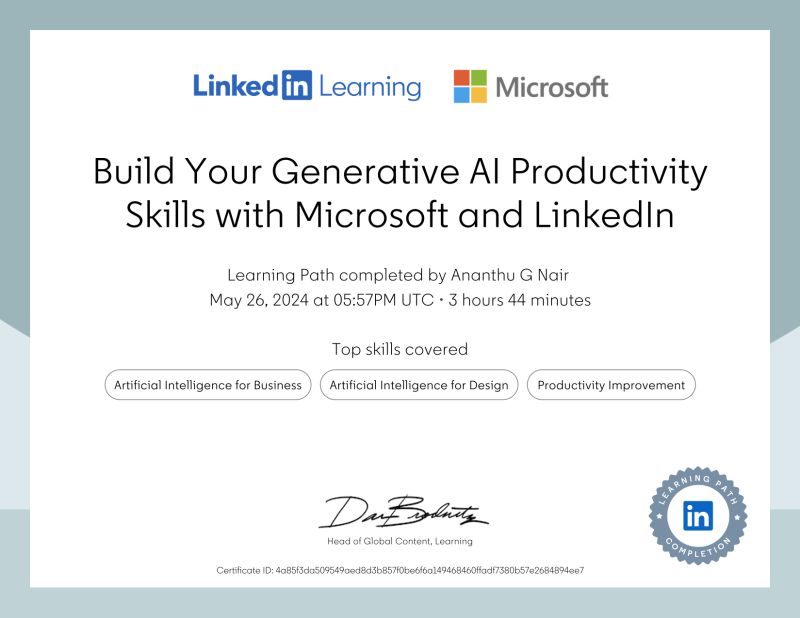Ananthu G Nair on LinkedIn: Certificate of Completion Ananthu G Nair on LinkedIn: Certificate of Completion