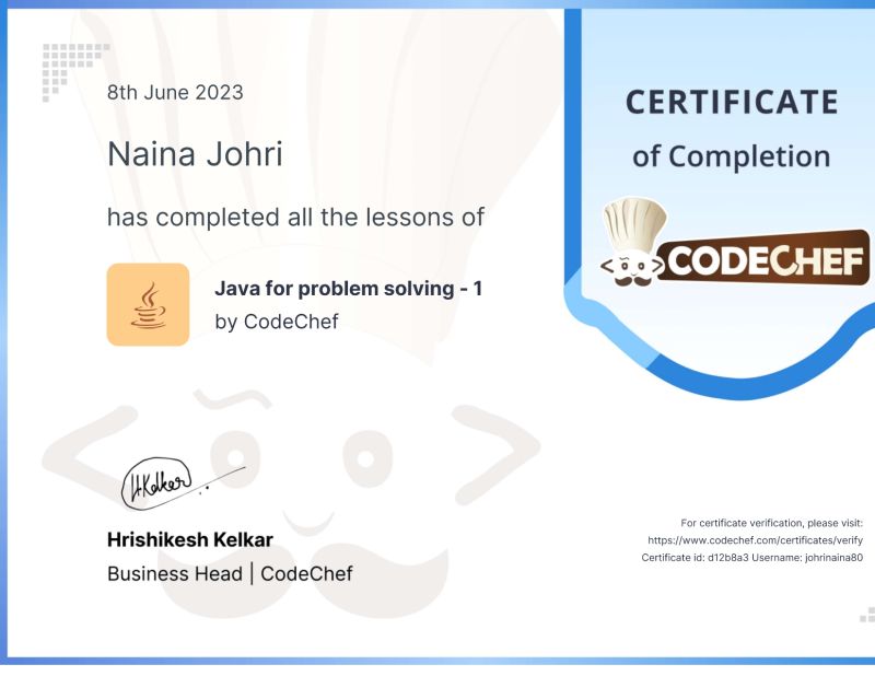 Naina Johri on LinkedIn: #codechef #programming #java #growth #learning Naina Johri on LinkedIn: #codechef #programming #java #growth #learning