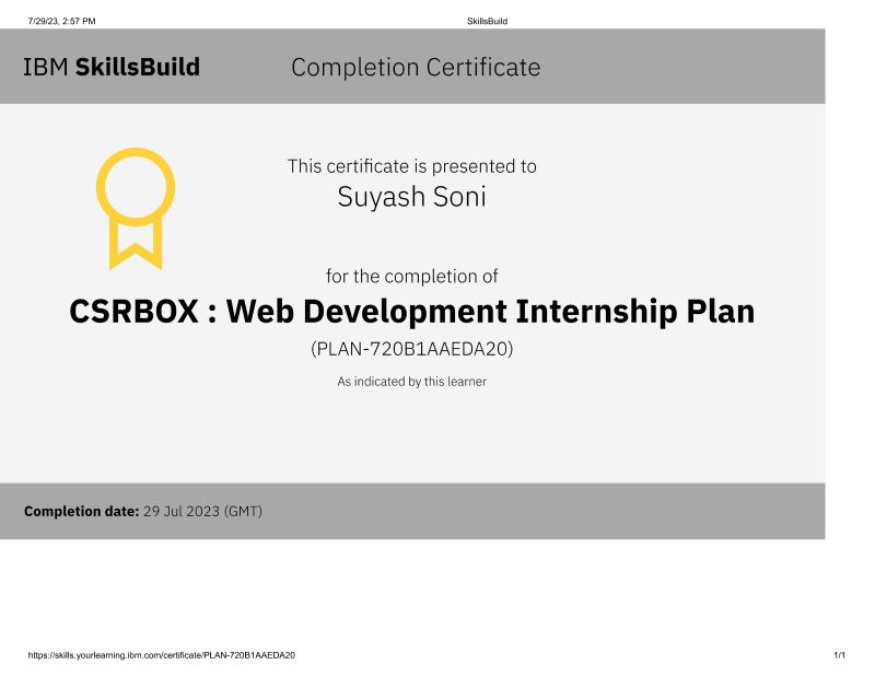 Suyash Soni on LinkedIn: #webdevelopment #ibm #skillbuild #webdeveloper ... Suyash Soni on LinkedIn: #webdevelopment #ibm #skillbuild #webdeveloper ...