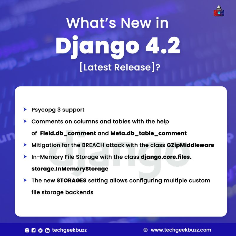 TechGeekBuzz on LinkedIn: #django #newrelease #newversion # ... TechGeekBuzz on LinkedIn: #django #newrelease #newversion # ...