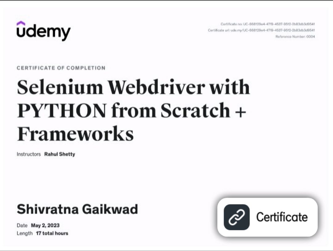 Shivratna Gaikwad on LinkedIn: #seleniumwebdriver #python #selenium # ... Shivratna Gaikwad on LinkedIn: #seleniumwebdriver #python #selenium # ...