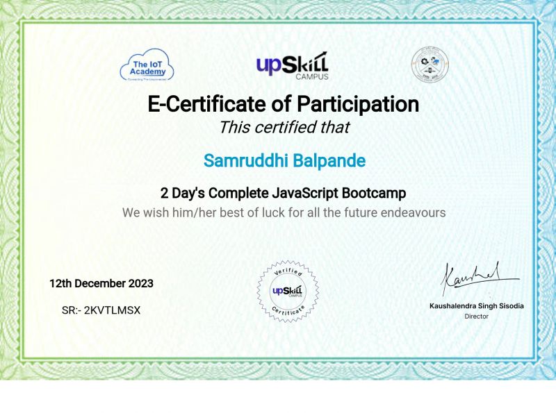 Samruddhi Balpande on LinkedIn: #javascript #upskillacademy #codingjourney Samruddhi Balpande on LinkedIn: #javascript #upskillacademy #codingjourney