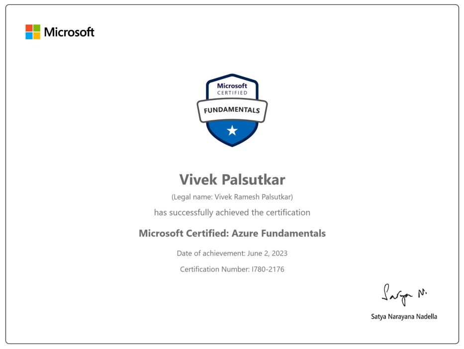 Vivek Palsutkar on LinkedIn: #azurecertified #cloudcomputing # ... Vivek Palsutkar on LinkedIn: #azurecertified #cloudcomputing # ...