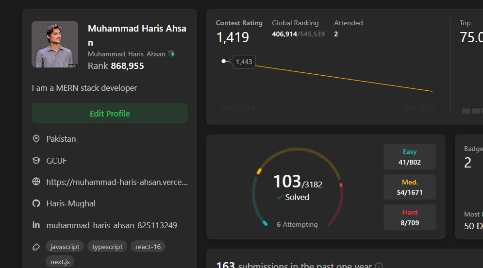 Muhammad Haris Ahsan on LinkedIn: #leetcode #coding #achievement # ... Muhammad Haris Ahsan on LinkedIn: #leetcode #coding #achievement # ...