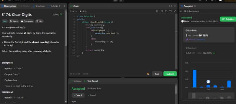 Rushabh Wagh on LinkedIn: Day 20 Solved Problem Clear Digits LeetCode Rushabh Wagh on LinkedIn: Day 20 Solved Problem Clear Digits LeetCode