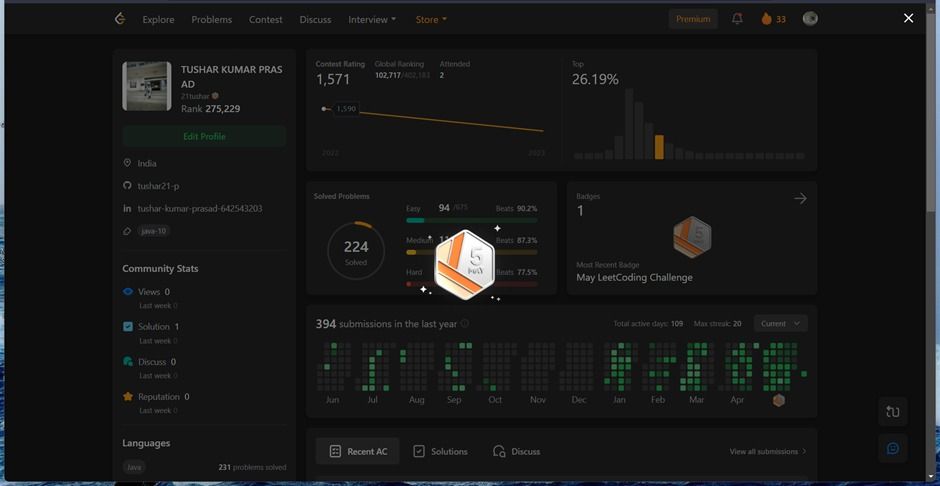 TUSHAR KUMAR PRASAD on LinkedIn: #leetcode2023 #leetcodestreak # ... TUSHAR KUMAR PRASAD on LinkedIn: #leetcode2023 #leetcodestreak # ...